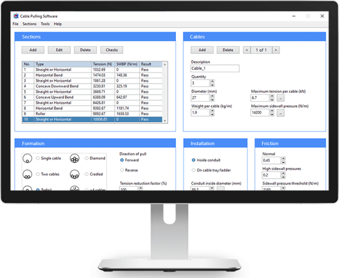 Cable Pulling Tension & Sidewall Pressure Calculations | ELEK Software