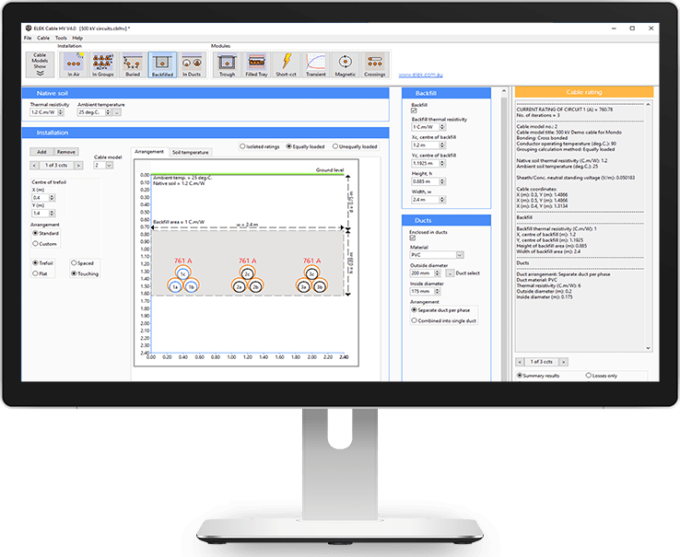 ELEK Cable HV Software -Power Cable Current Rating Calculator