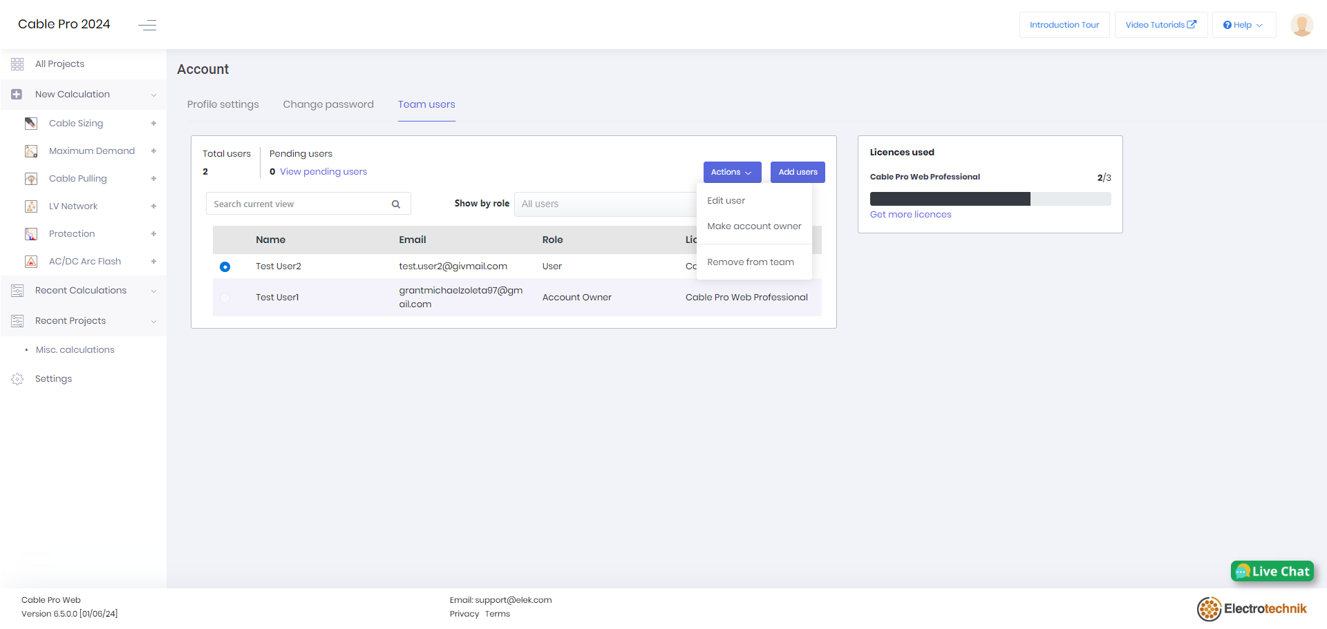 How to Create a Team Account - ELEK Cable Pro Software